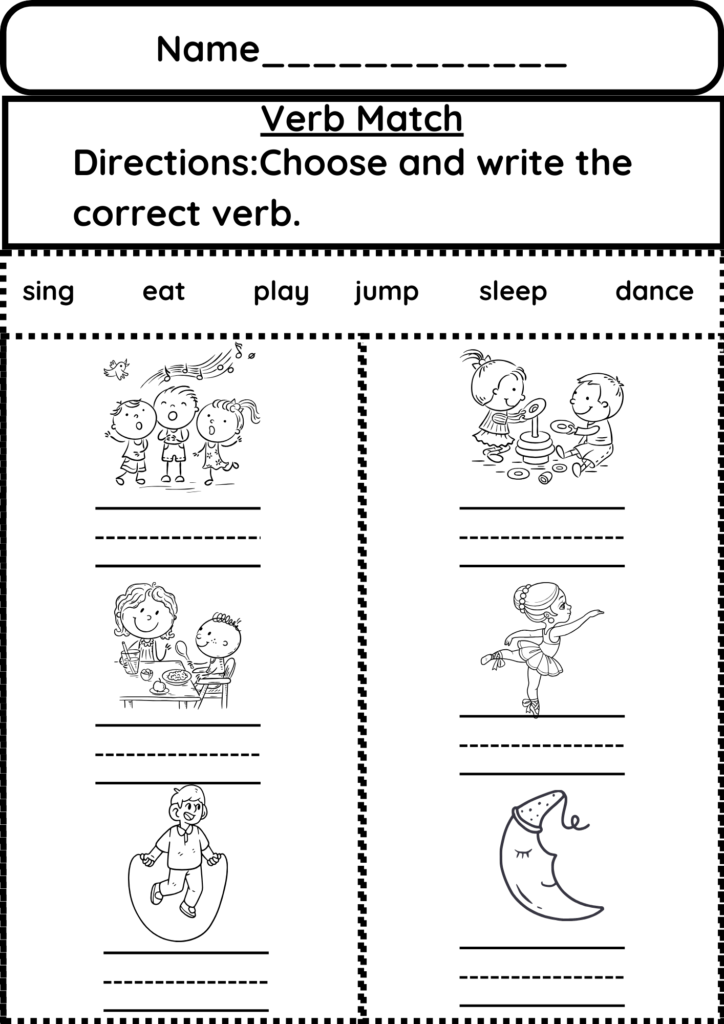 Best Action Verbs Worksheets for Grade 1– 9 Printable English Grammar Pages