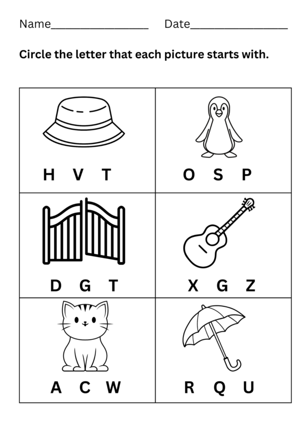 Beginning Sounds Worksheets