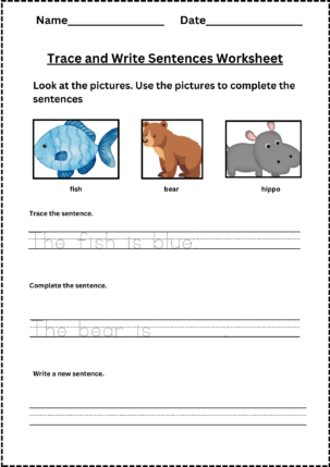 Sentence Writing Practice Worksheets Kindergarten