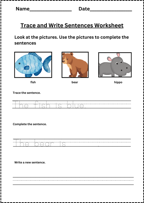 Sentence Writing Practice Worksheets Kindergarten