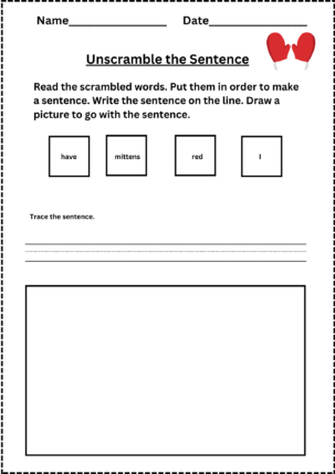 Sentence Writing Practice Worksheets Kindergarten