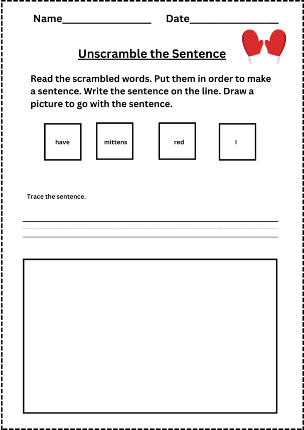 Sentence Writing Practice Worksheets Kindergarten